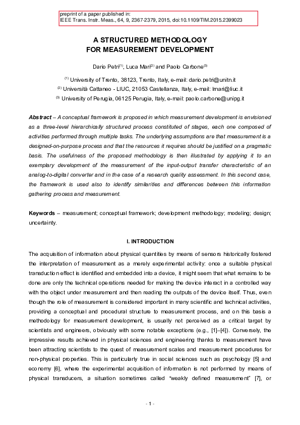 (PDF) A Structured Methodology for Measurement Development