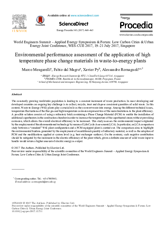 (PDF) Environmental performance assessment of the application of high ...