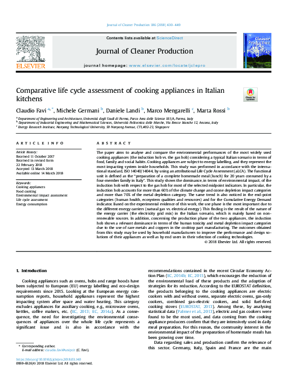 (PDF) Comparative life cycle assessment of cooking appliances in ...