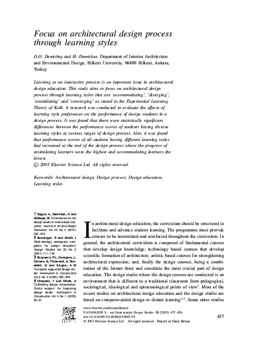 (PDF) Focus on architectural design process through learning styles