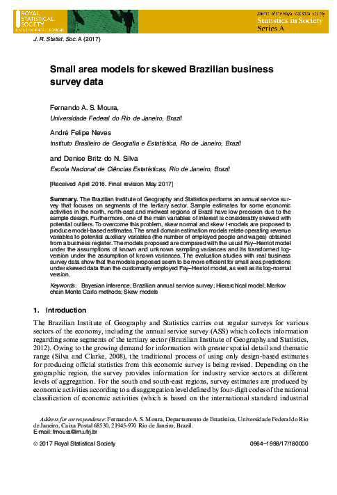 (PDF) Small area models for skewed Brazilian business survey data