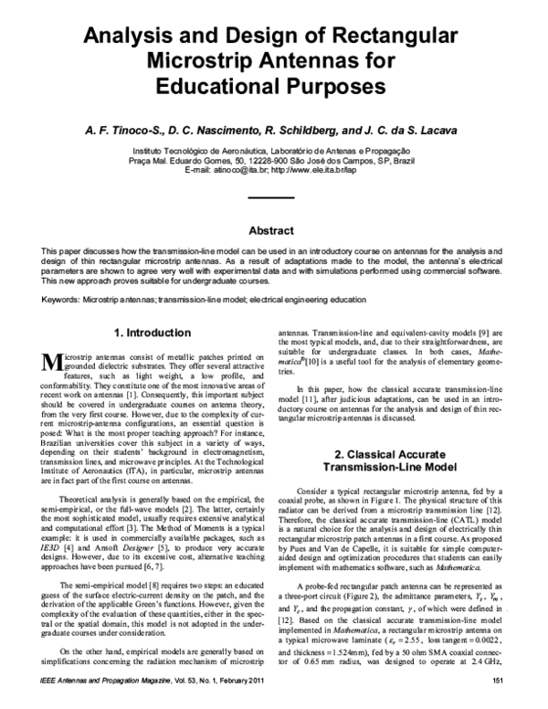 (PDF) Analysis and Design of Rectangular Microstrip Antennas for ...