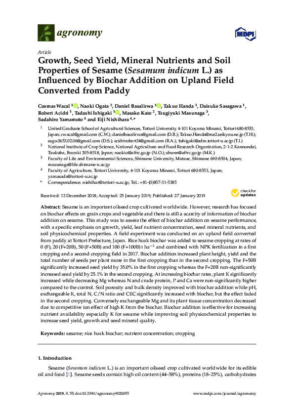 (PDF) Growth, Seed Yield, Mineral Nutrients and Soil Properties of ...