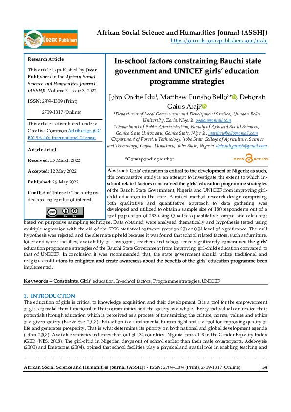 (PDF) In-school factors constraining Bauchi state government and UNICEF ...