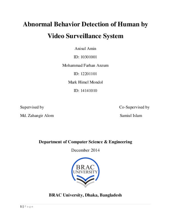 (PDF) Abnormal behavior detection of human by video surveillance system