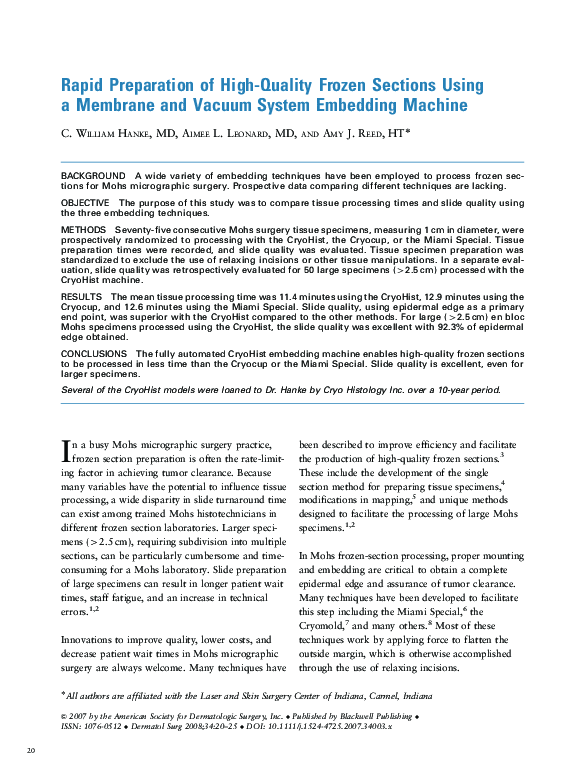 (PDF) Rapid Preparation of High-Quality Frozen Sections Using a ...
