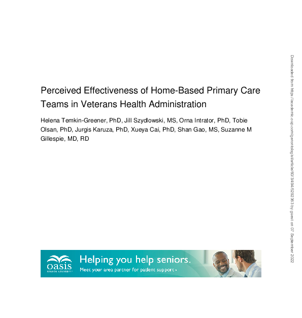 (PDF) Perceived Effectiveness of Home-Based Primary Care Teams in ...
