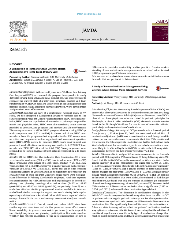 (PDF) A Comparison of Rural and Urban Veterans Health Administration's ...