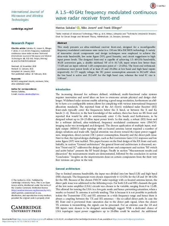 (PDF) A 1.5–40 GHz frequency modulated continuous wave radar receiver ...