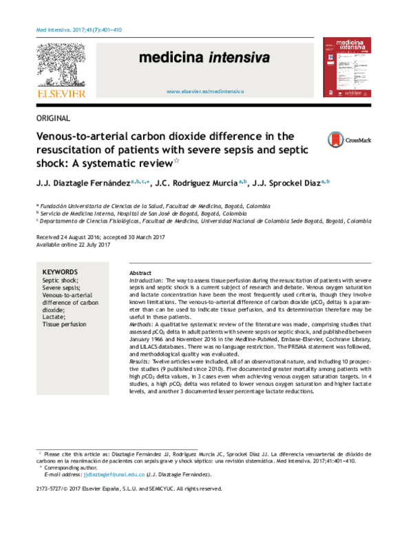 (PDF) Venous-to-arterial carbon dioxide difference in the resuscitation ...