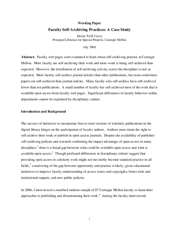 (PDF) Faculty Self-Archiving Practices: A Case Study