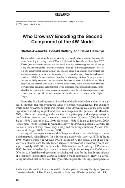 (PDF) Who Drowns? Encoding the Second Component of the 4W Model