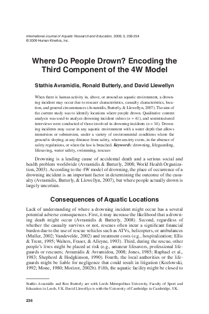 (PDF) Where do People Drown? Encoding the Third Component of the 4W Model