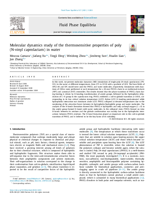 (PDF) Molecular dynamics study of the thermosensitive properties of ...