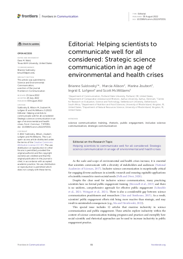 (PDF) Editorial: Helping scientists to communicate well for all ...