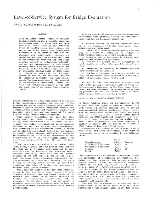 (PDF) Level-Of-Service System for Bridge Evaluation