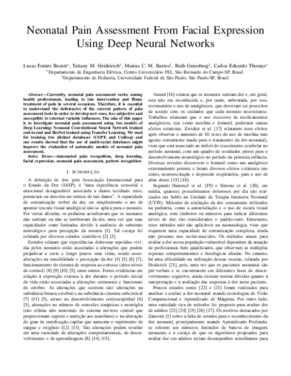 (PDF) Neonatal Pain Assessment From Facial Expression Using Deep Neural Networks | MARINA ...