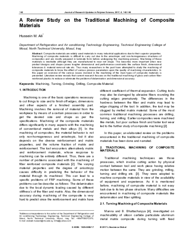 (PDF) A Review Study on the Traditional Machining of Composite Materials