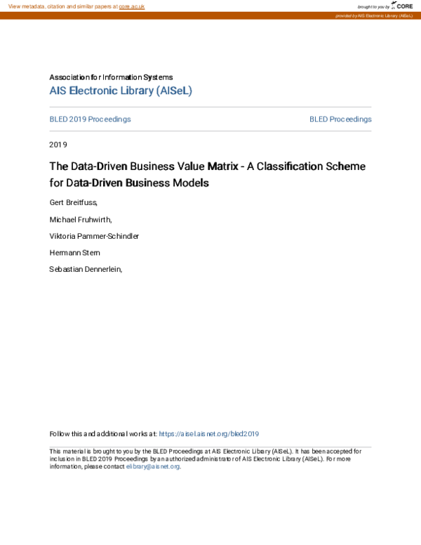 (PDF) The Data-Driven Business Value Matrix - A Classification Scheme for Data-Driven Business ...