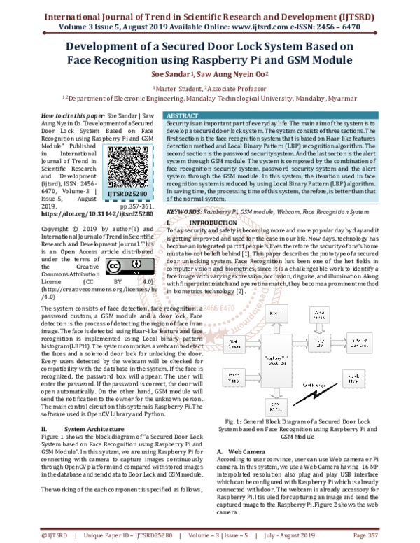 (PDF) Development of a Secured Door Lock System Based on Face Recognition using Raspberry Pi and ...