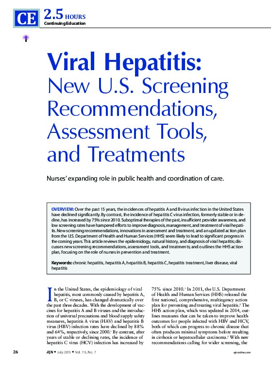(PDF) CE: Viral Hepatitis: New U.S. Screening Recommendations ...