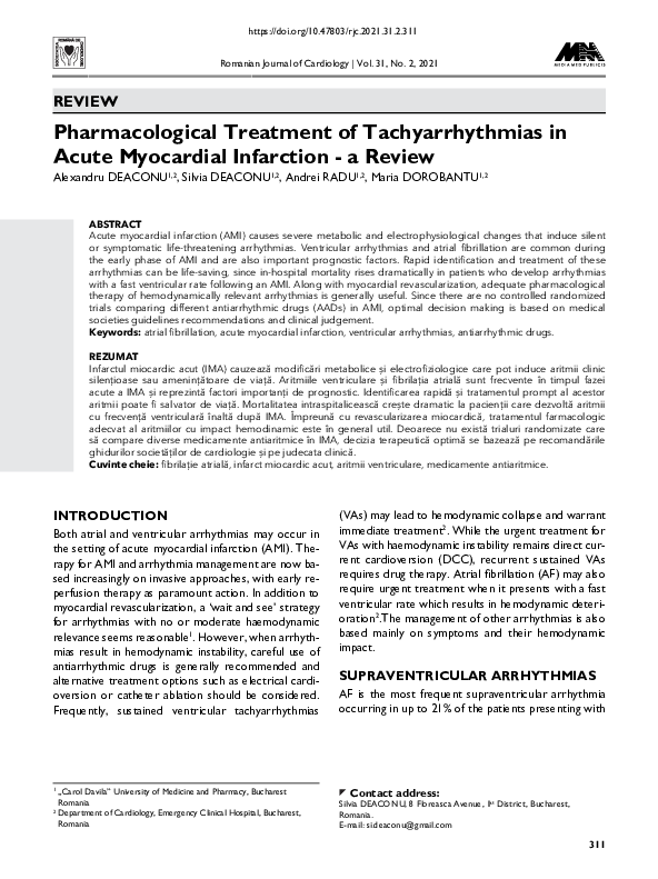 (PDF) Pharmacological Treatment of Tachyarrhythmias in Acute Myocardial ...