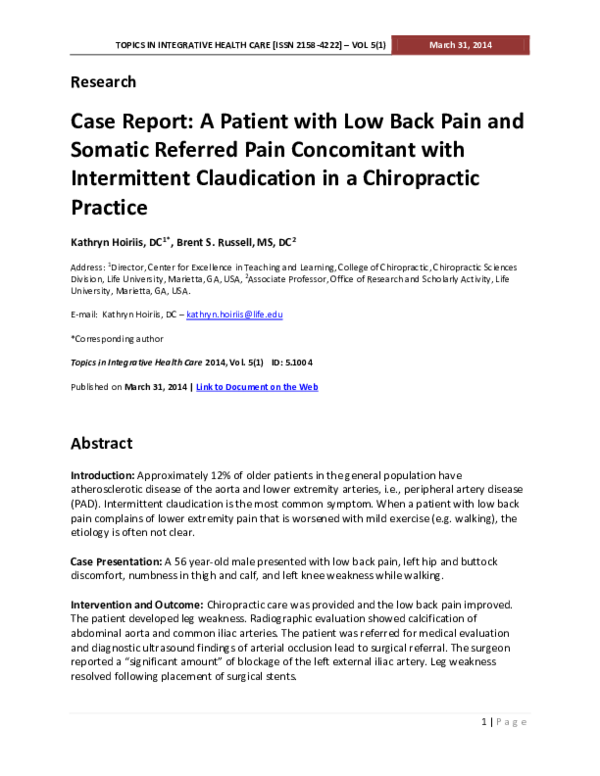 (PDF) Case Report: A Patient with Low Back Pain and Somatic Referred ...
