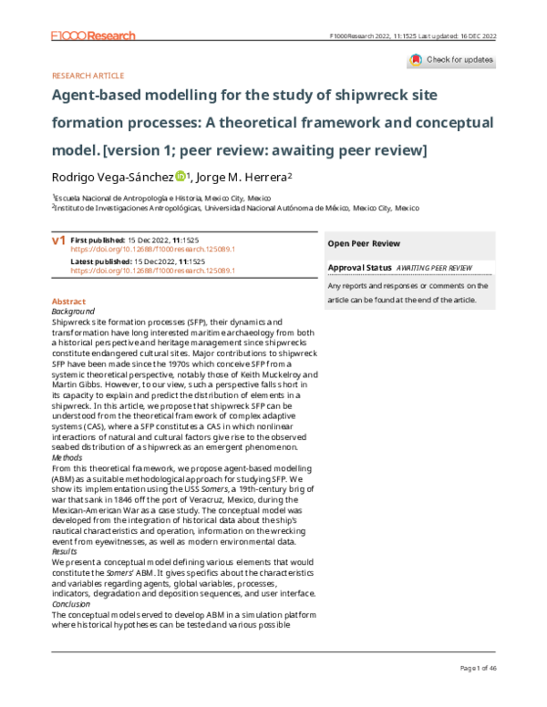 (PDF) Agent-based modelling for the study of shipwreck site formation processes: A theoretical ...