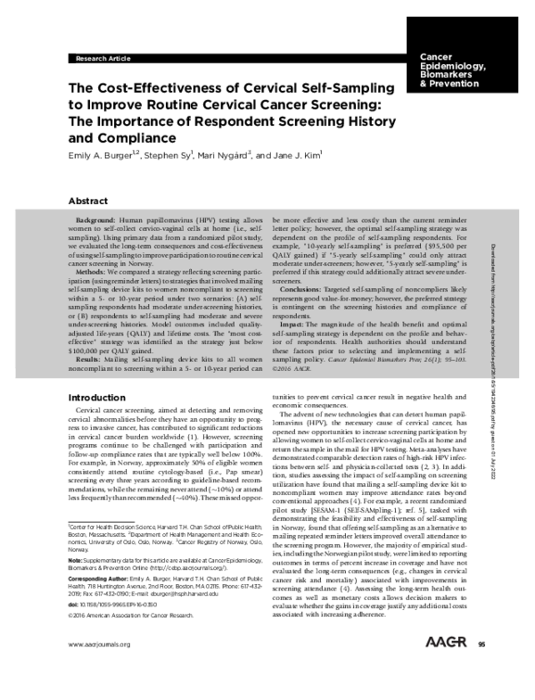 (PDF) The cost-effectiveness of cervical self-sampling to improve ...