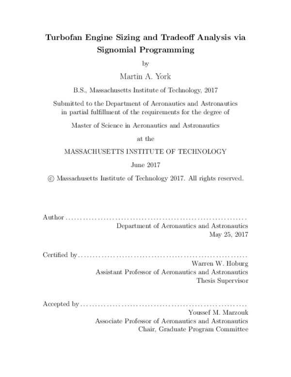 Pdf Turbofan Engine Sizing And Tradeoff Analysis Via Signomial Programming