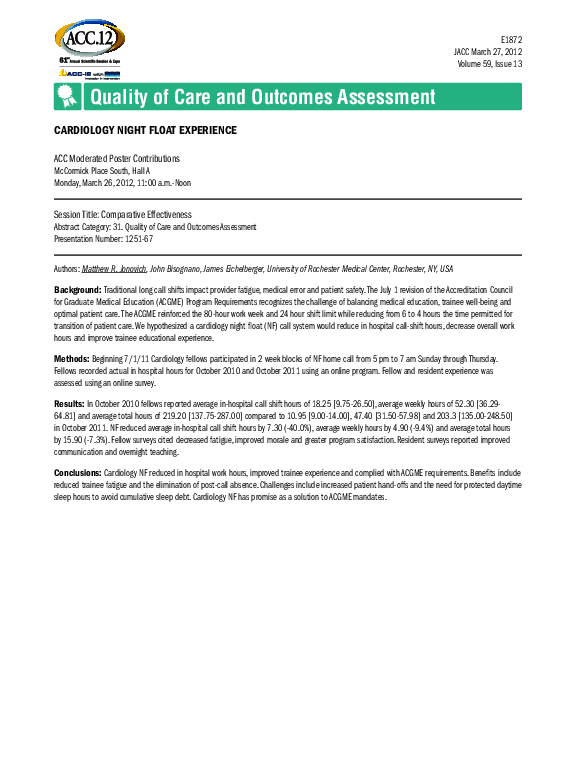 (PDF) Cardiology Night Float Experience