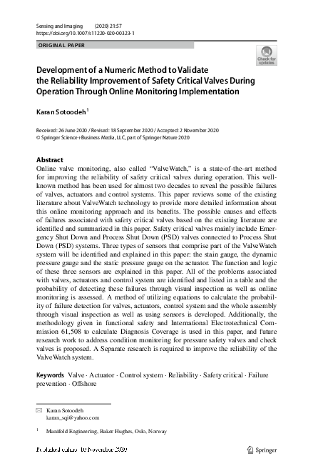 (PDF) Development of a Numeric Method to Validate the Reliability Improvement of Safety Critical ...
