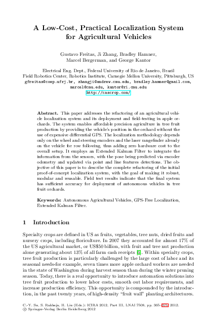 (PDF) A Low-Cost, Practical Localization System for Agricultural Vehicles