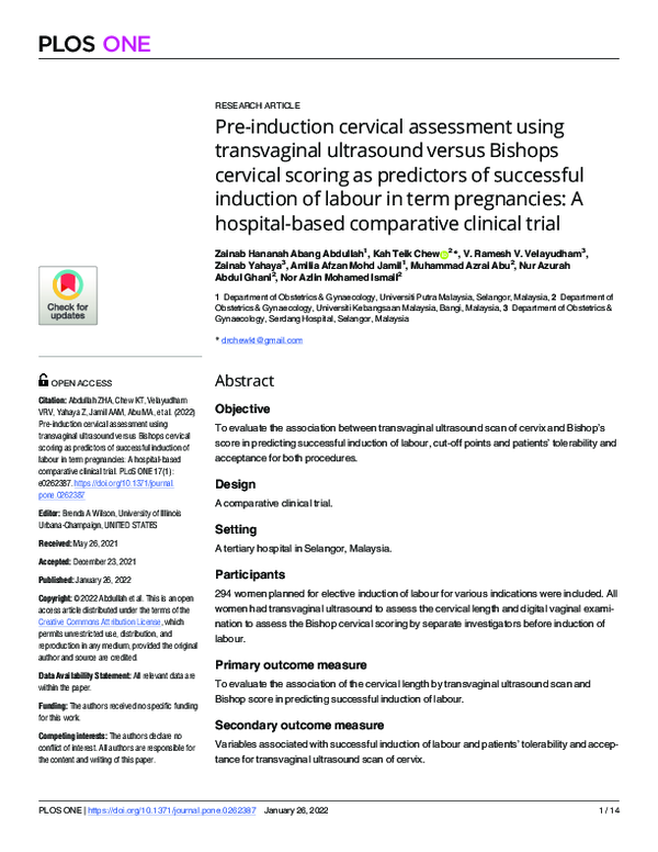 (PDF) Pre-induction cervical assessment using transvaginal ultrasound ...