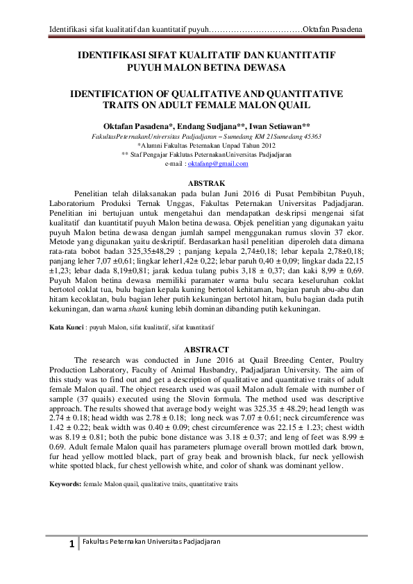 (PDF) IDENTIFIKASI SIFAT KUALITATIF DAN KUANTITATIF PADA KUDA SUMBA ...