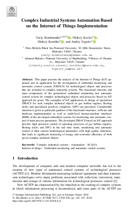 (PDF) Complex Industrial Systems Automation Based on the Internet of ...