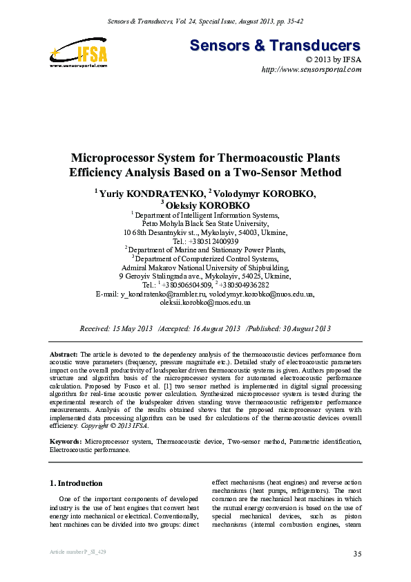 (PDF) Microprocessor System for Thermoacoustic Plants Efficiency ...