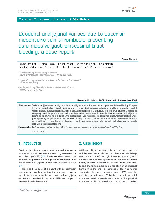 (PDF) Duodenal and jejunal varices due to superior mesenteric vein ...
