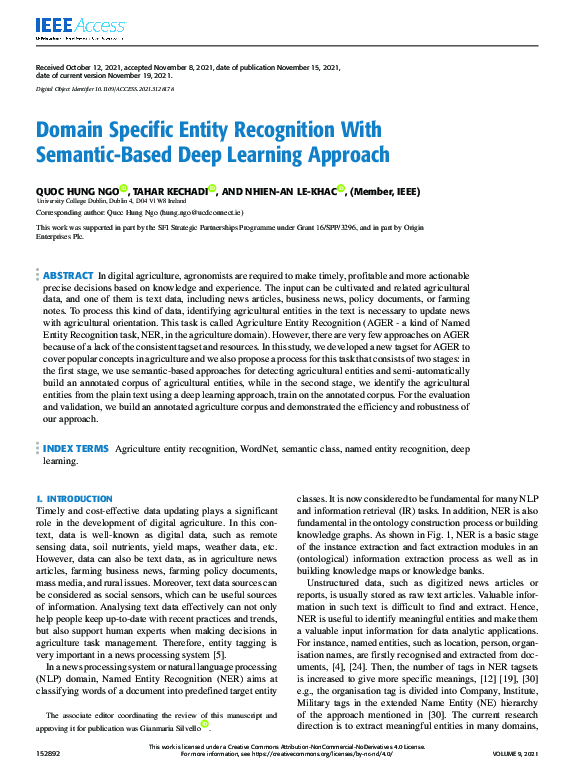 (PDF) Agriculture Entity Recognition with Deep Learning