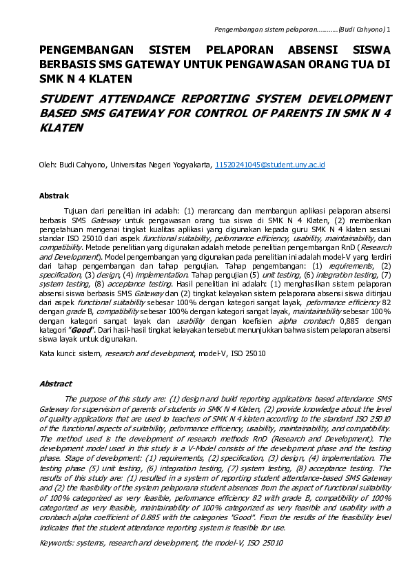 (PDF) Student Attendance Reporting System Development Based SMS Gateway ...