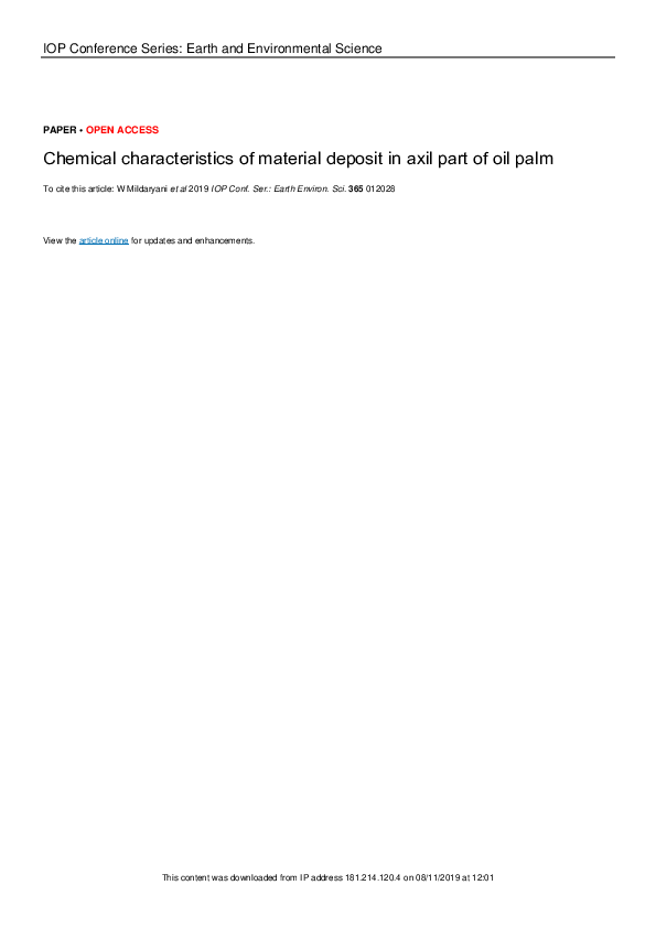 (PDF) Chemical characteristics of material deposit in axil part of oil palm