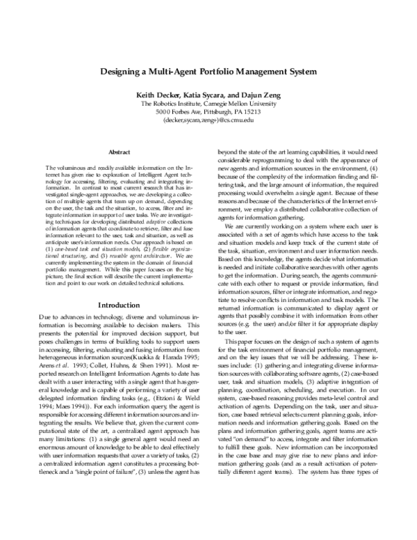 (PDF) Designing a multi-agent portfolio management system