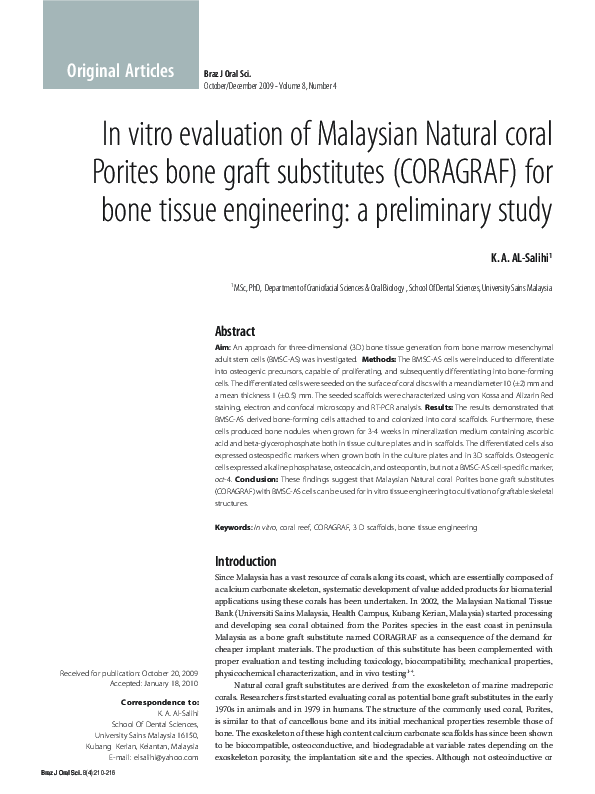 (PDF) Original Articles In vitro evaluation of Malaysian Natural coral ...
