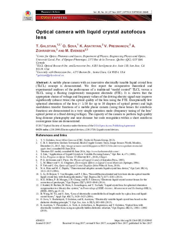 (PDF) Optical camera with liquid crystal autofocus lens