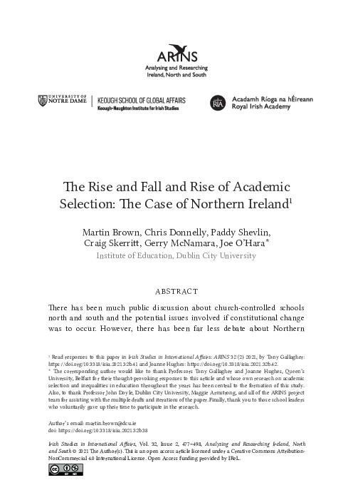 (PDF) The Rise and Fall and Rise of Academic Selection: The Case of ...
