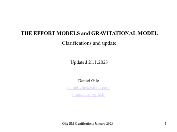 (PDF) 2023 update THE EFFORT MODELS and GRAVITATIONAL MODEL