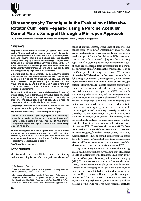 (PDF) Ultrasonography Technique in the Evaluation of Massive Rotator ...