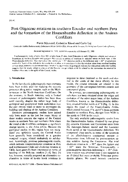 (PDF) Post-Oligocene rotations in southern Ecuador and northern Peru ...