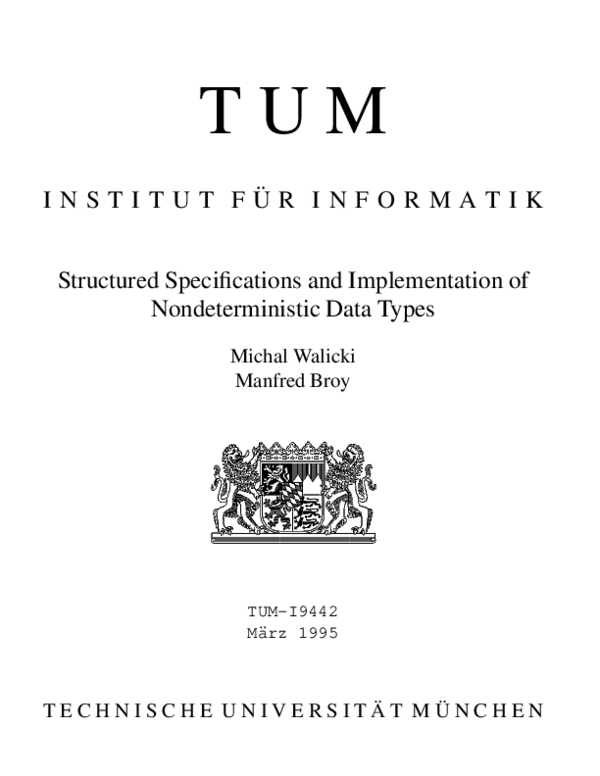 Pdf Structured Specifications And Implementation Of Nondeterministic Data Types Michal