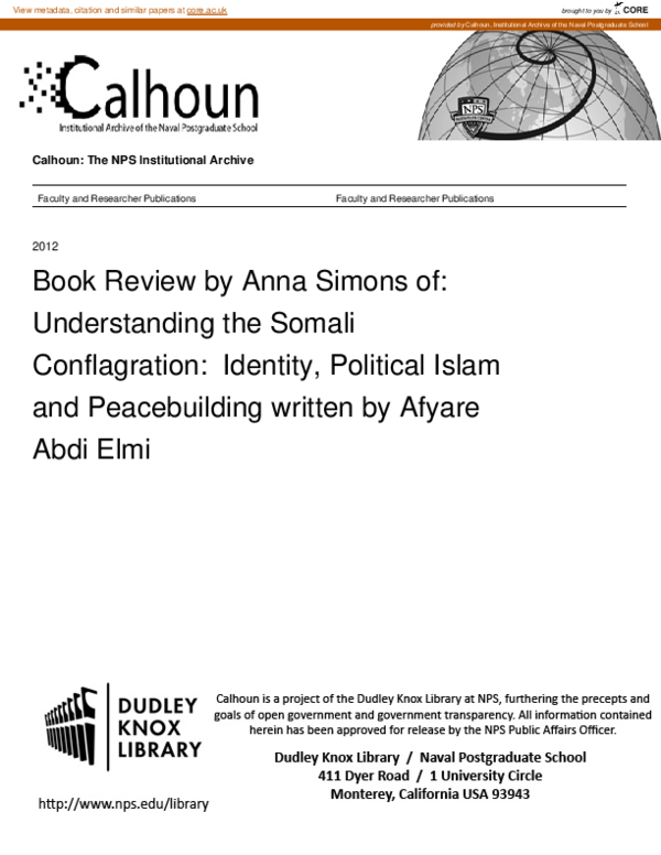 (PDF) Book Review by Anna Simons of: Understanding the Somali ...